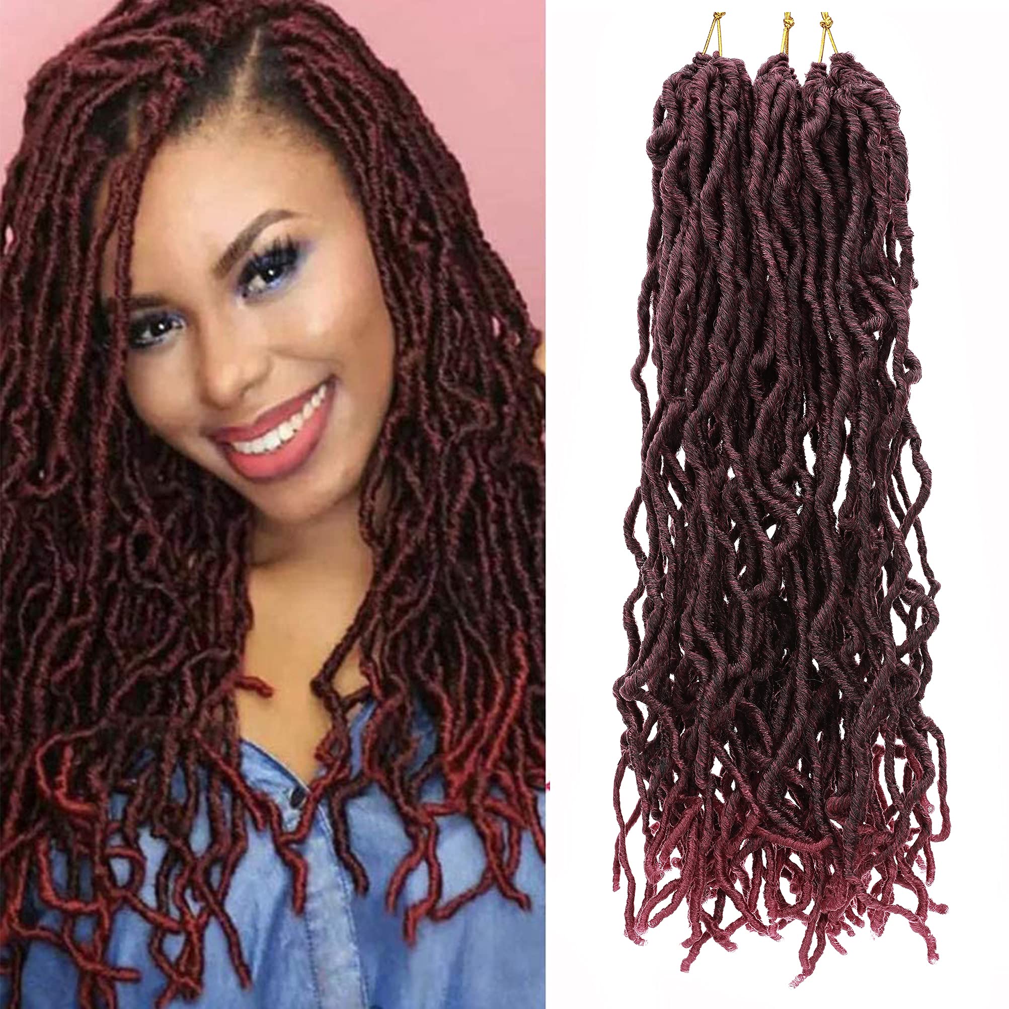 Buy 18 Inch Faux Locs Crochet Hair 6 Packs 90g Nu Locs Crochet Braid ...