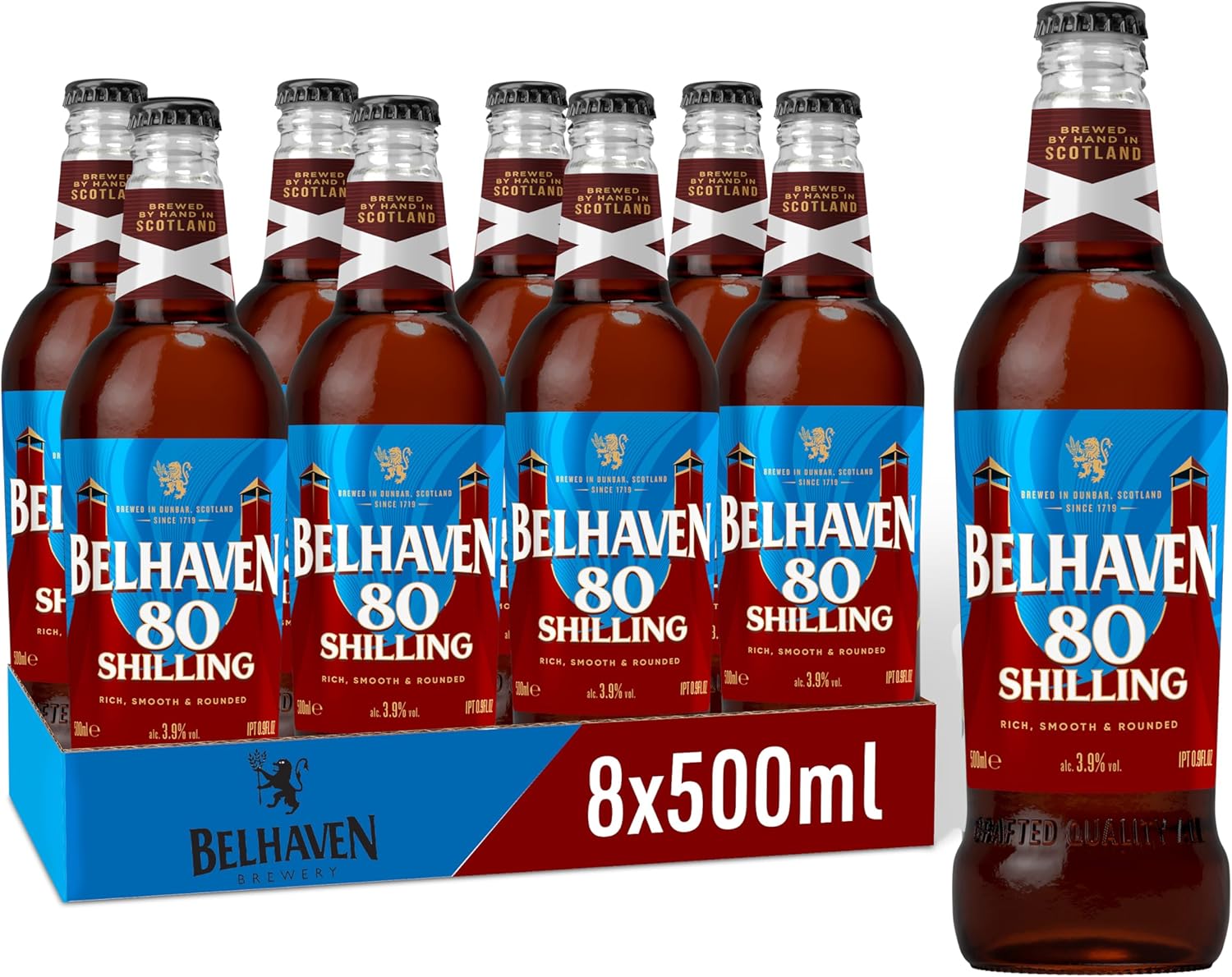 Belhaven 80 Shilling Scottish Ale 500ml Bottles – 8 Pack | Rich Malty ...