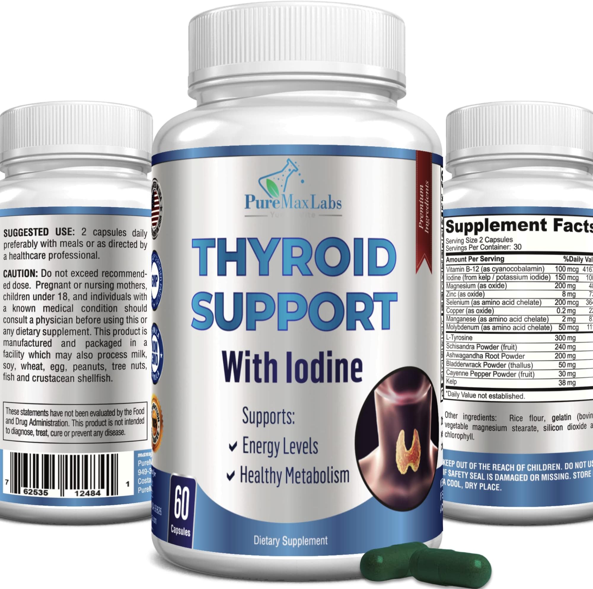 Amazon.com: Thyroid Support with Iodine - Metabolism Booster, Energy ...