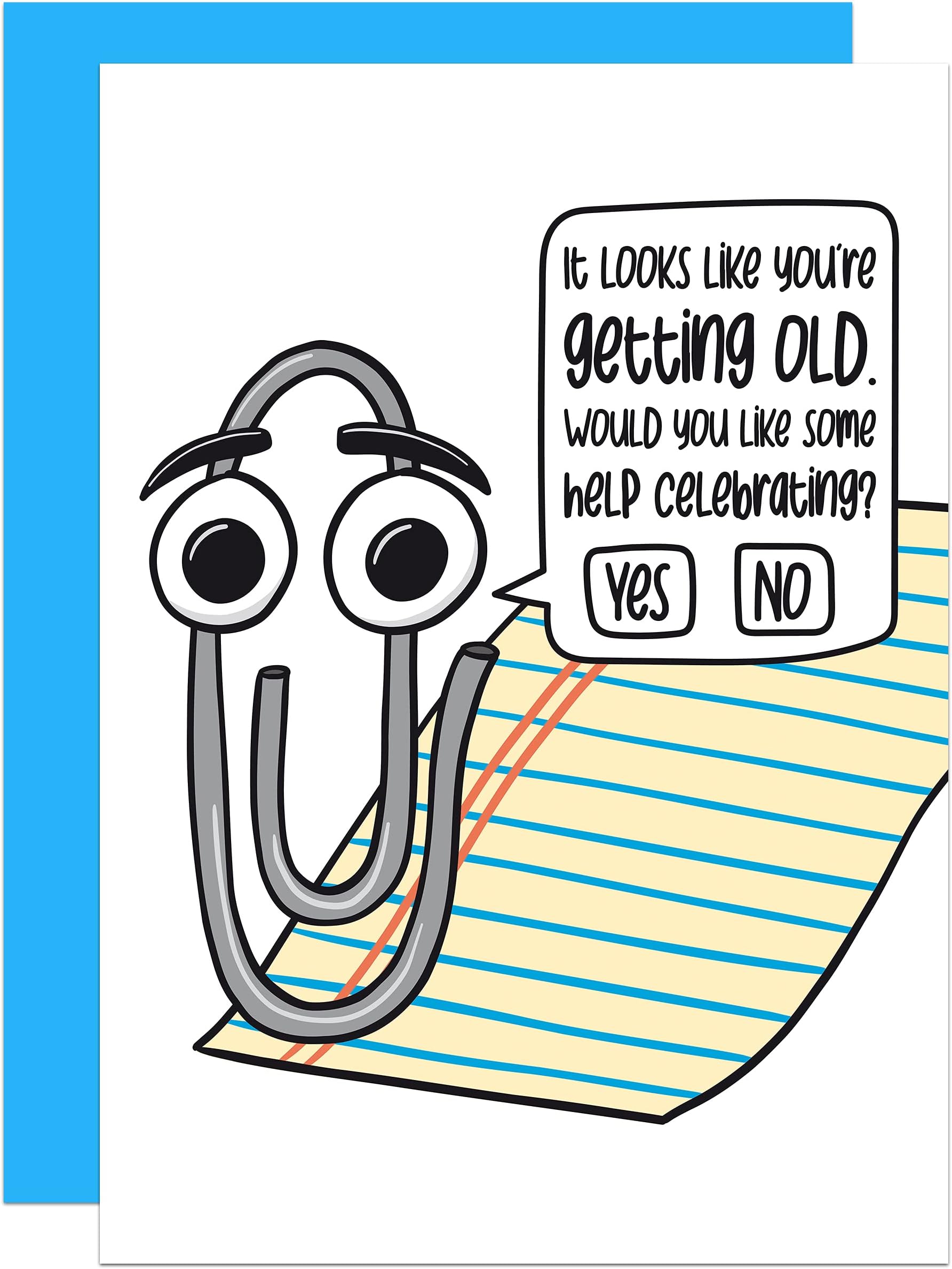 Nostalgic Birthday Card, Clippy Birthday Card, Funny Birthday Gift ...