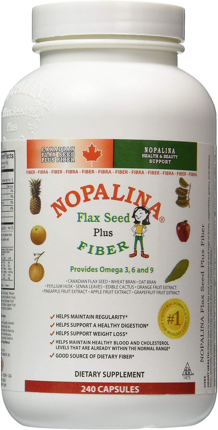Amazon.com: Nopalina Flax Seed Plus Capsules 240 Capsules : Health ...