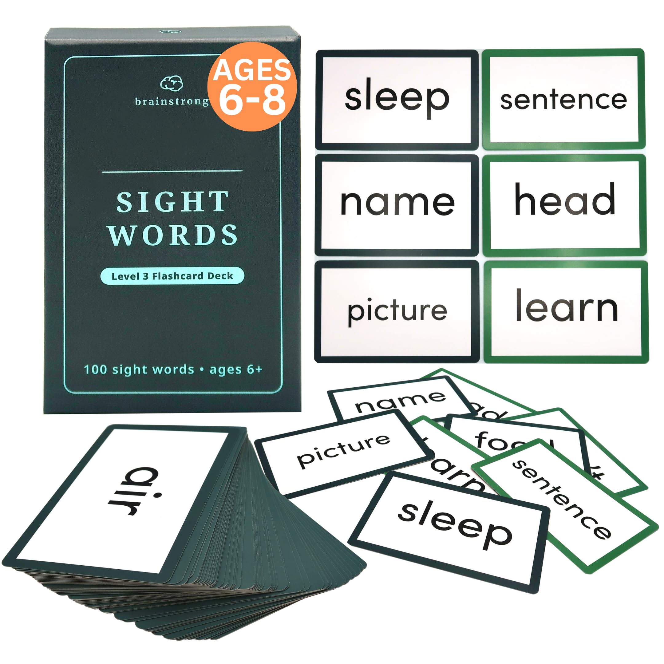Snapklik.com : BRAINSTRONG 100 Sight Word Flash Cards - Level 3 Intermediate Reader Ages 5-8 ...