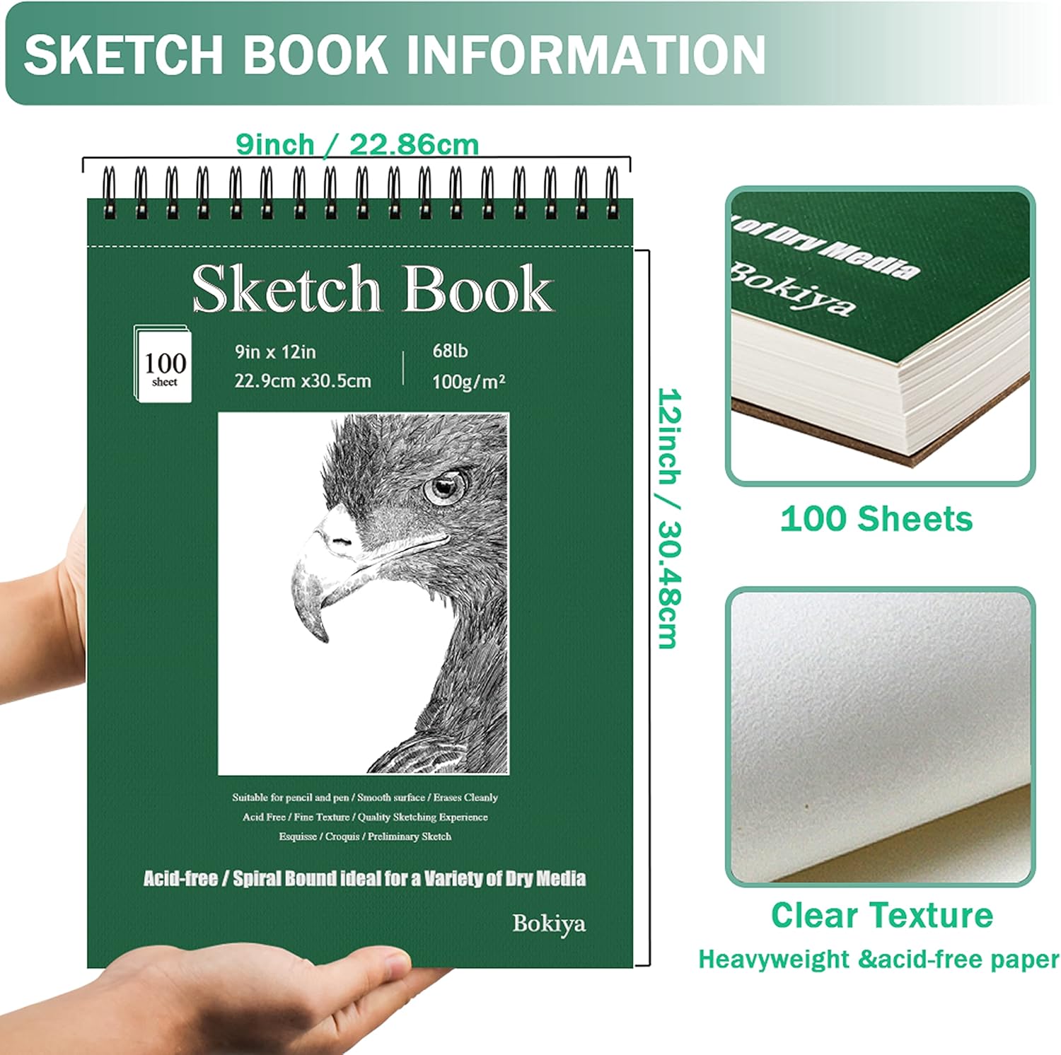 Bokiya Cuaderno de bocetos de 9 x 12 pulgadas para niños, niñas, niños ...