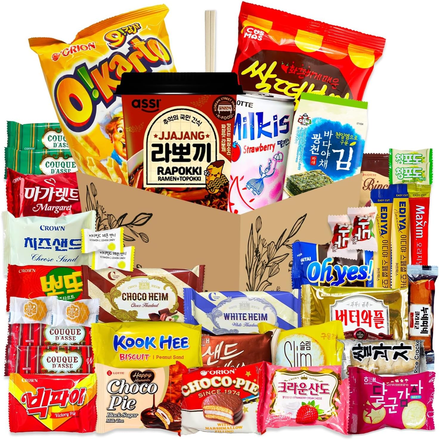 Journey of Asia Korean Snack Box 38 Count Care Package Individually ...