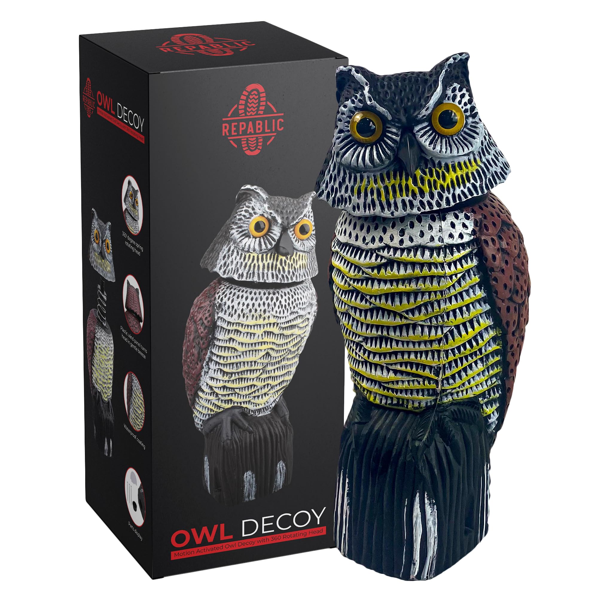 Amazon.com : REPABLIC - Owl Decoys to Scare Birds Squirrels Away ...