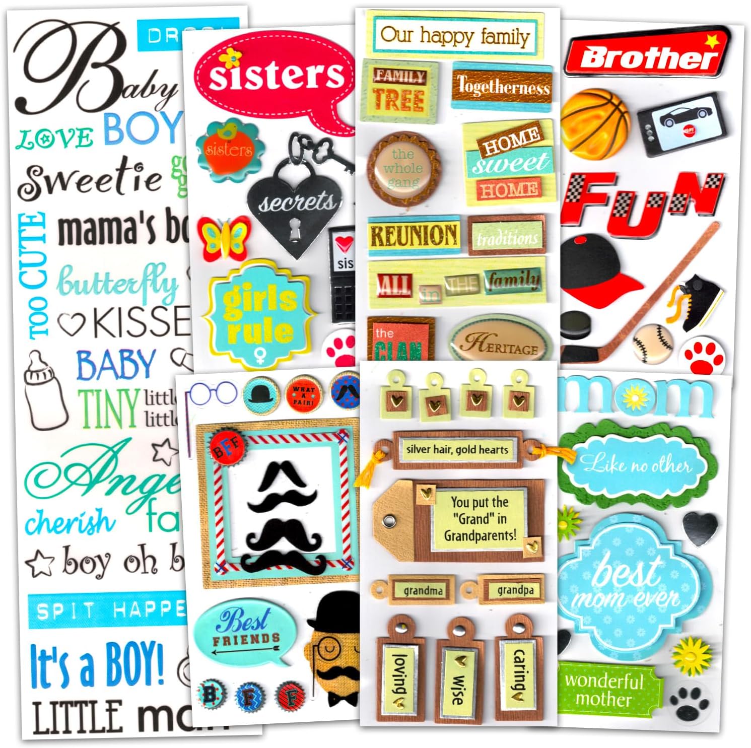 Amazon.com: Family Scrapbook Stickers Set ~ Bundle with Over 80 Family ...