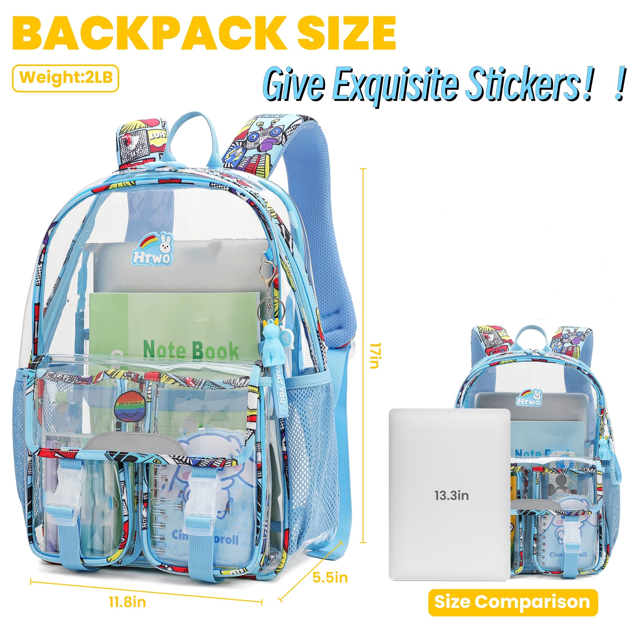 Clear Backpack For Girls Clear Book Bag Stadium Approved PVC Upgrade ...