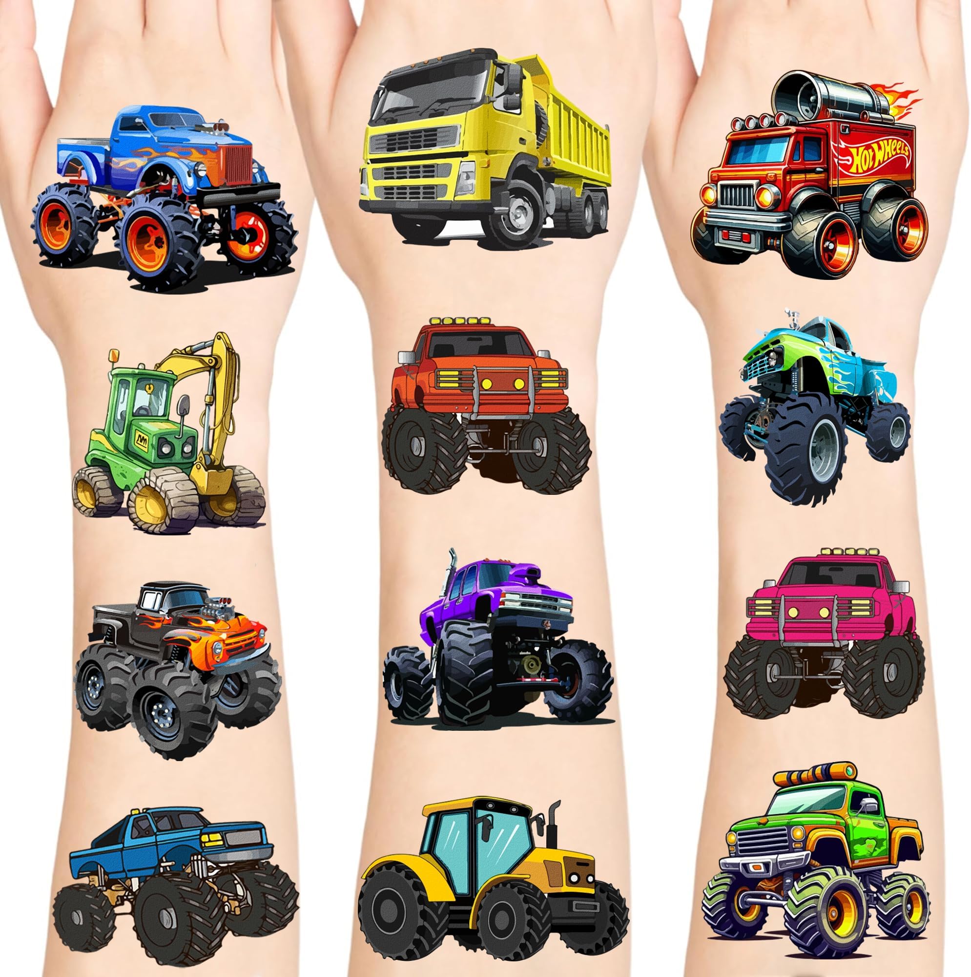 Amazon.com : 96 PCS Transportation Temporary Tattoos Stickers Theme ...