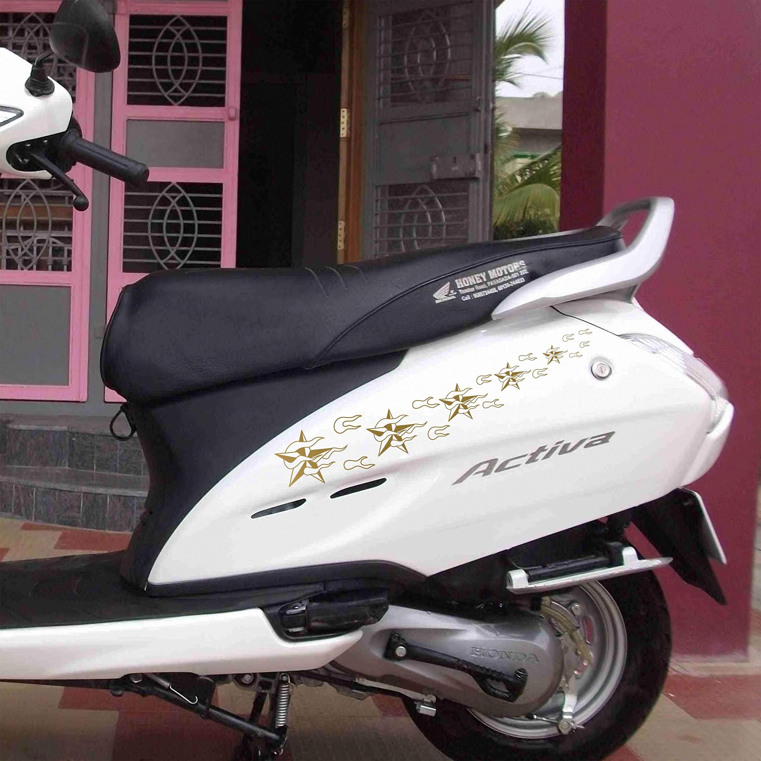 WallDesign Sticker Design for Bikes Shooting Stars On Scooter - Gold ...