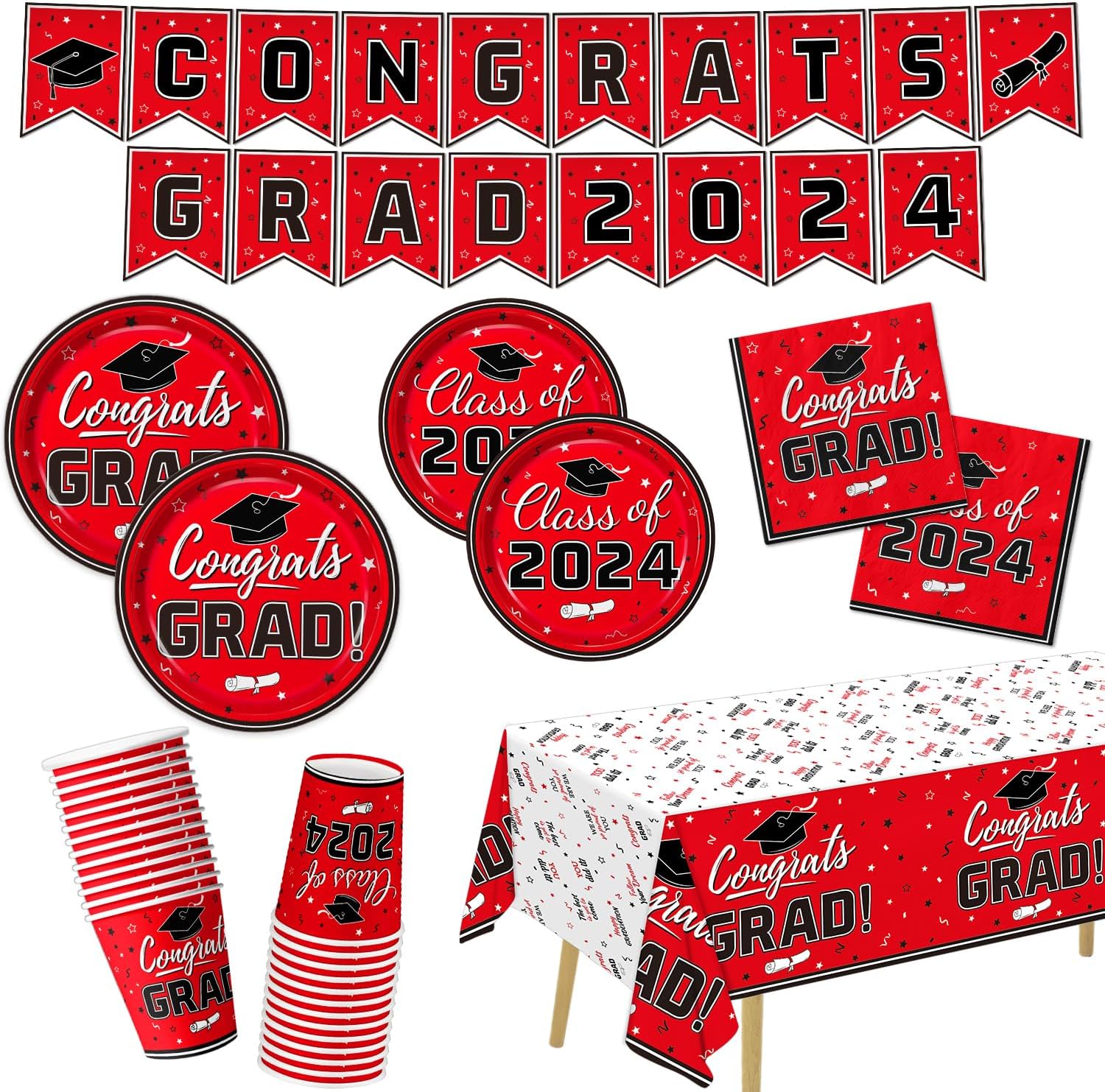 Amazon.com: Graduation Party Supplies Graduation Party Tableware Set ...