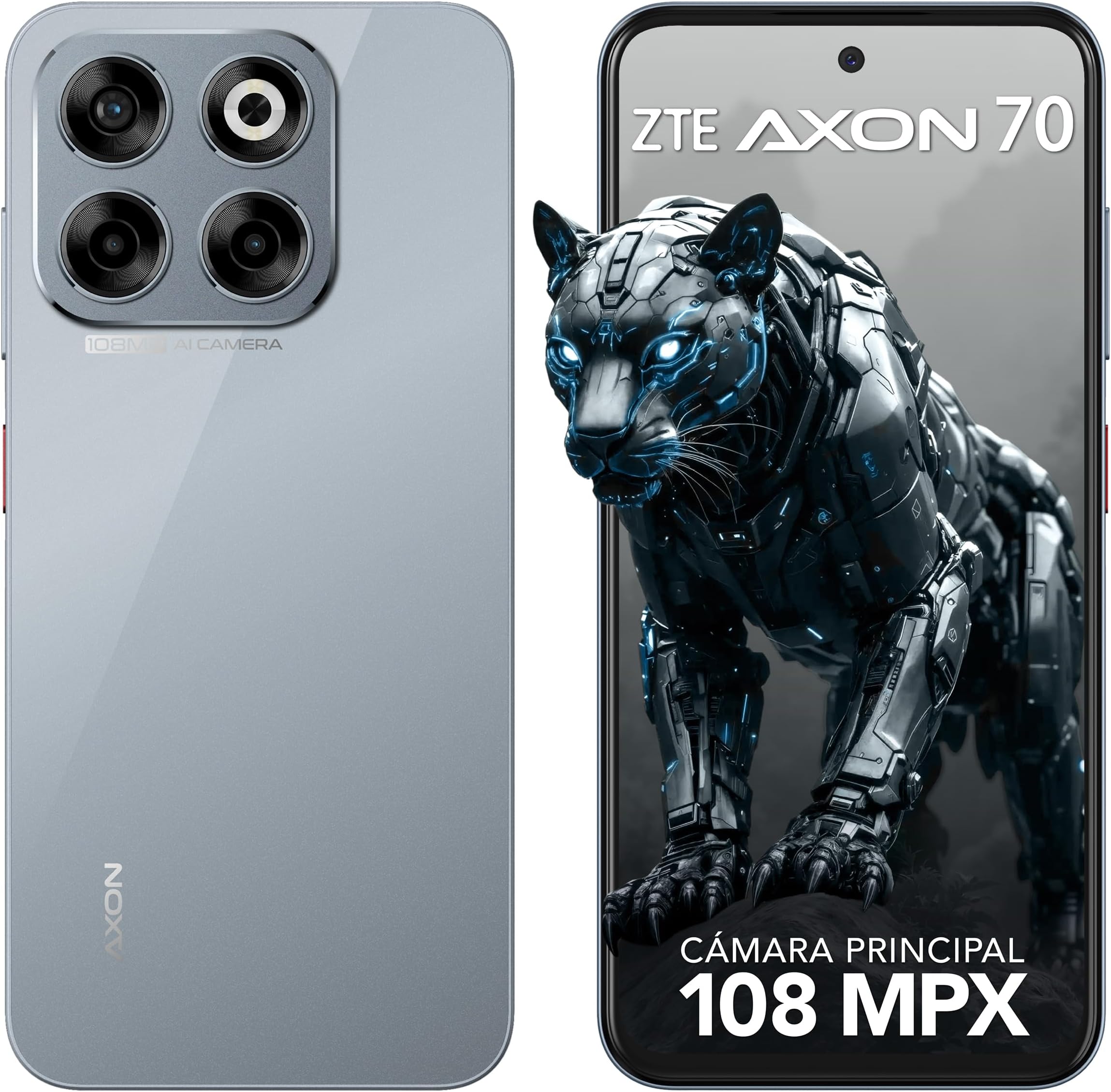 ZTE Smartphone Axon 70 Gris 6.7” 120Hz, Cámara 108MP y 256GB+16GB RAM ...