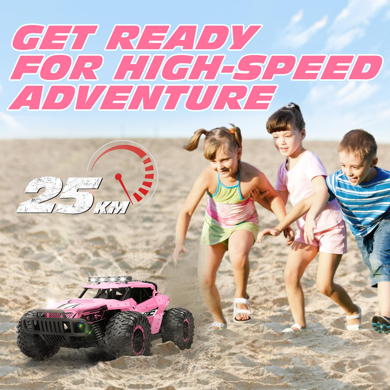 Snapklik.com : Tecnock Pink RC Car 1/16 Scale Remote Control Car For ...