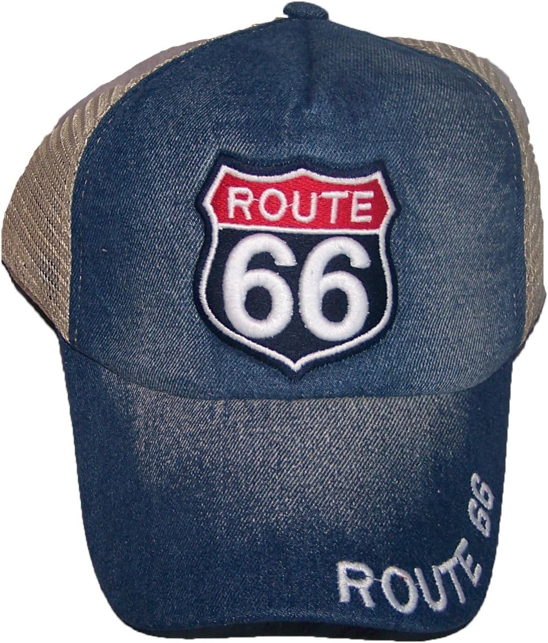 Route 66 Baseball Blue Denim Trucker Caps Hats Urban Wear Embroidered ...