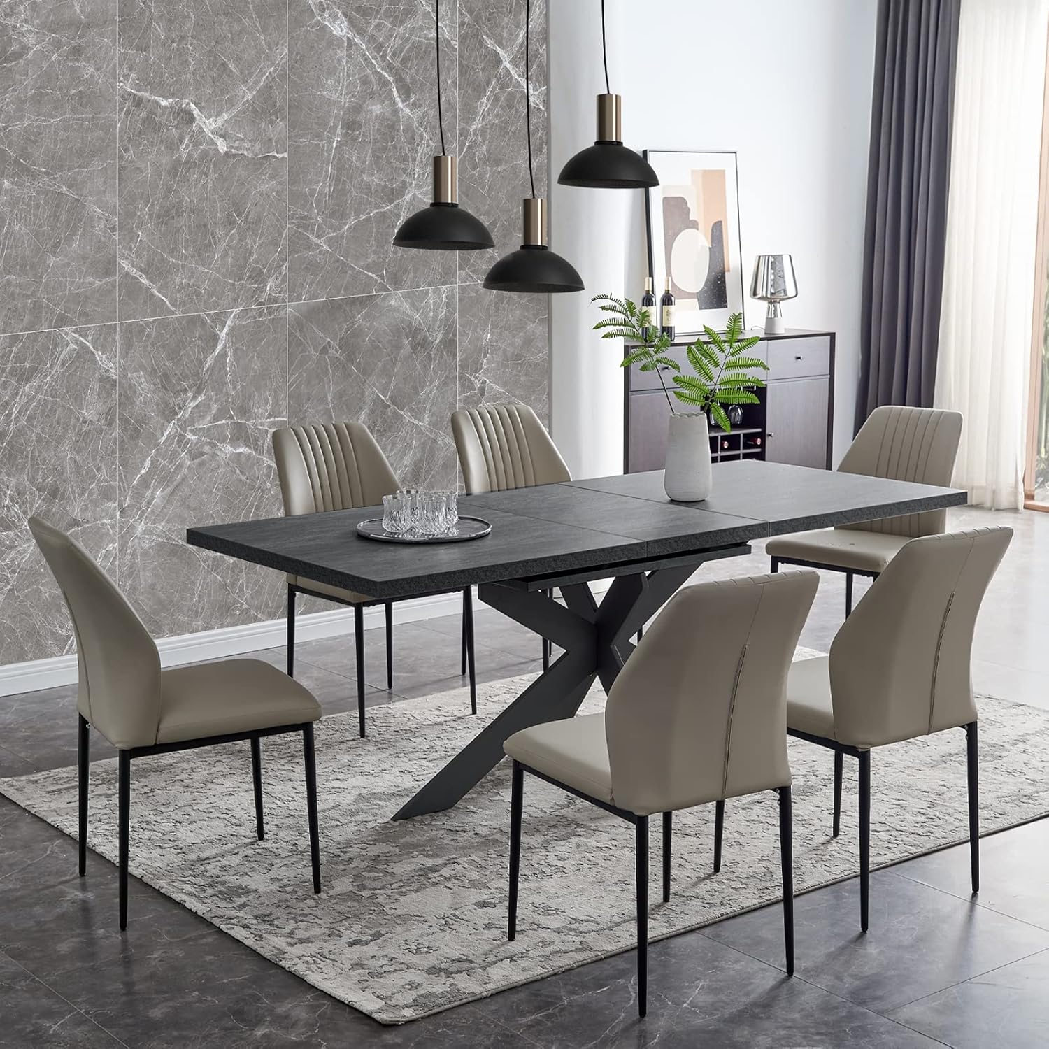 Amazon.com - Jellci Dining Room Table Set for 6, Rectangular Kitchen ...