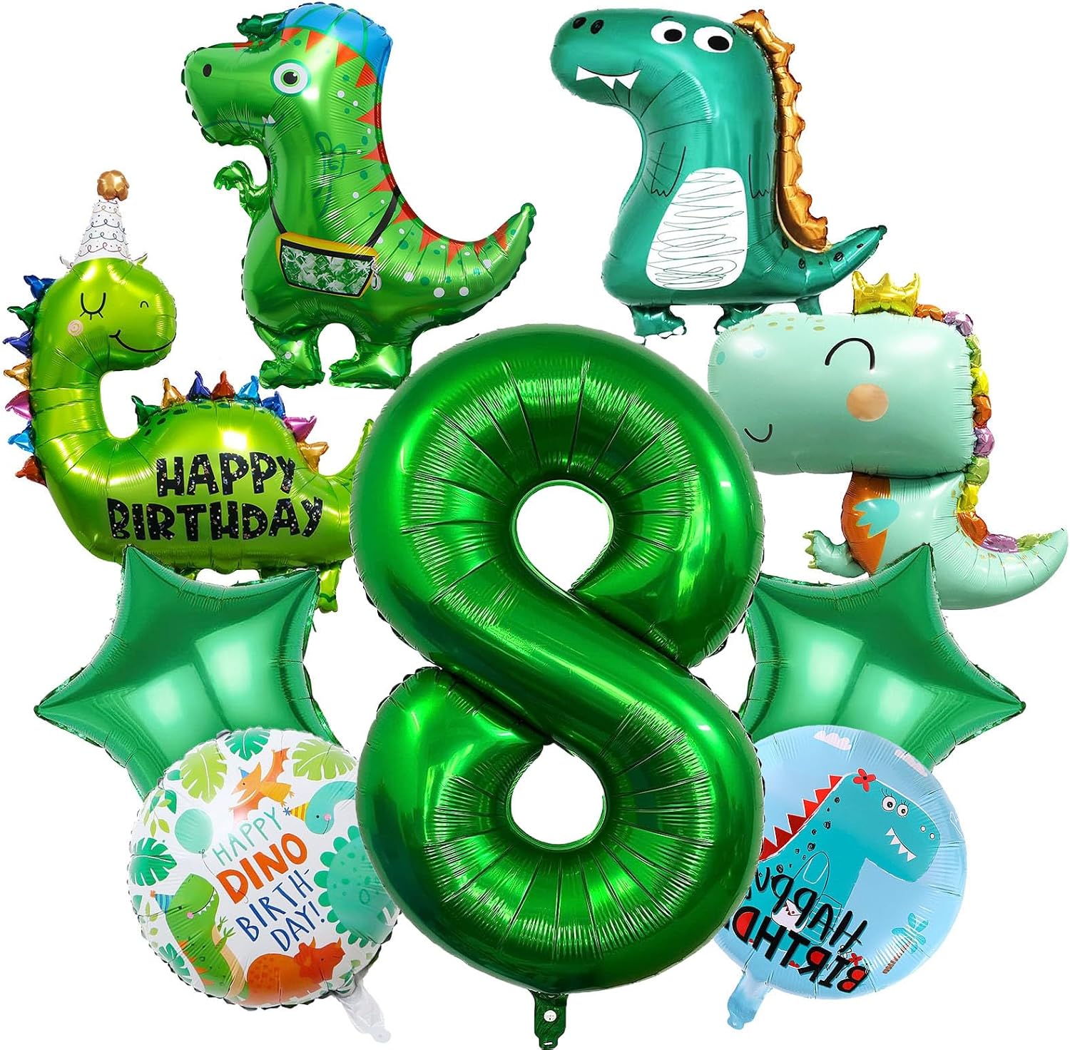 Amazon.com: 9Pcs Dinosaur Balloons Dinosaur Birthday Number Foil ...