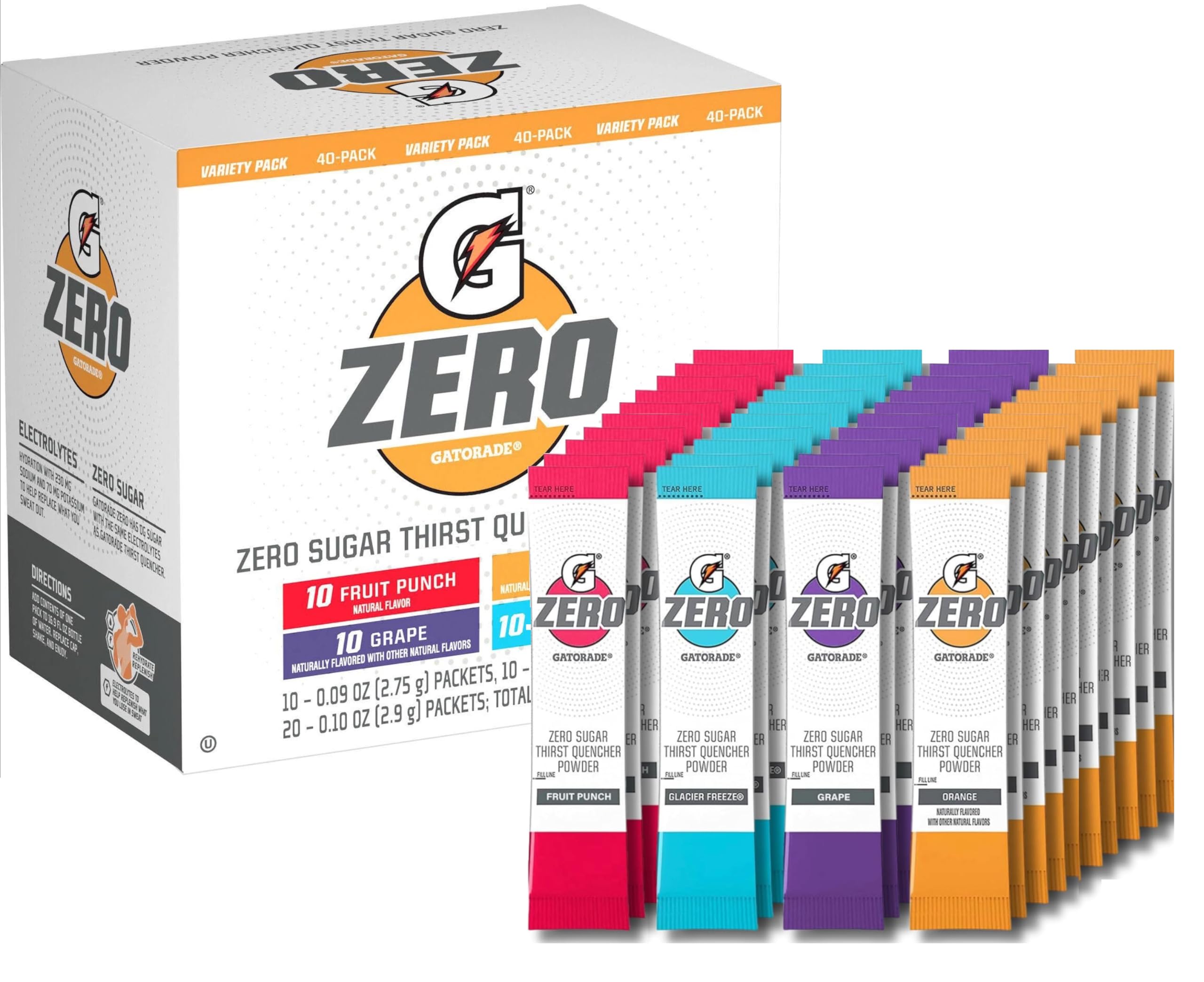 Buy GatoradeG Zero Powder Variety Pack - 40 count - Gatorade Powder ...