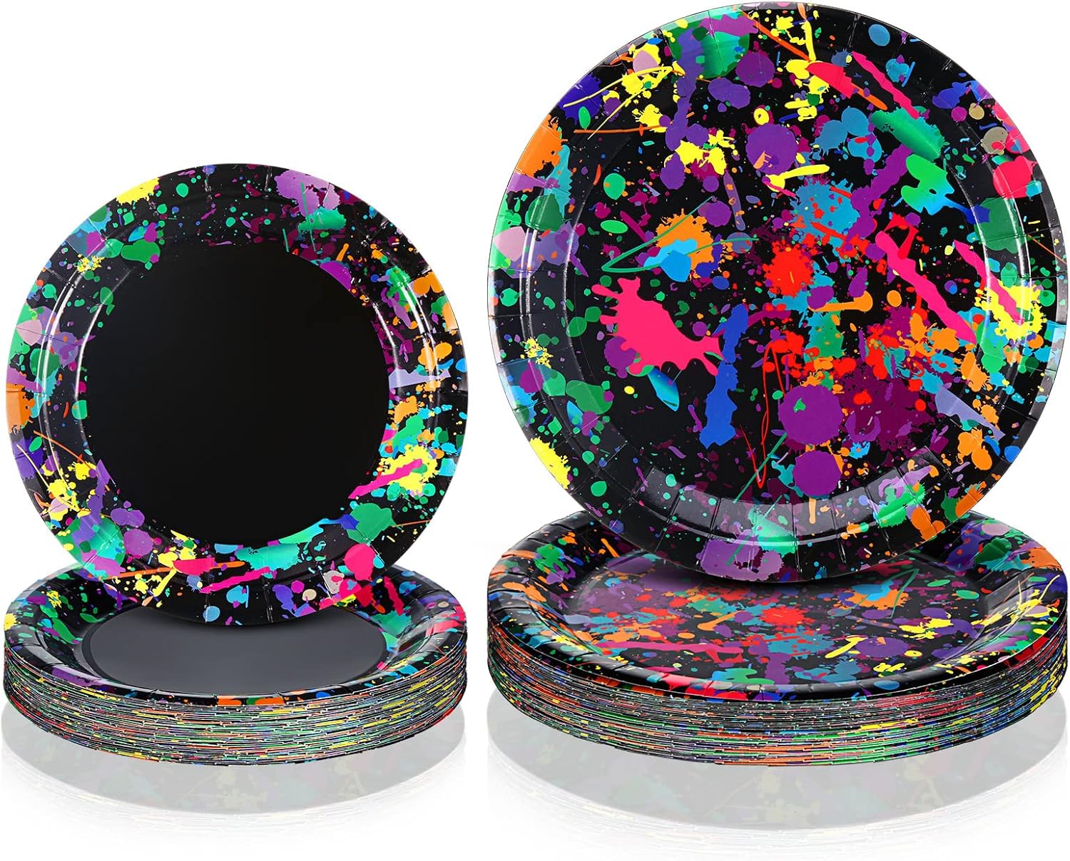 Amazon.com: Baderke 48 Pcs 9 Inch and 7 Inch Neon Plates Glow in The ...