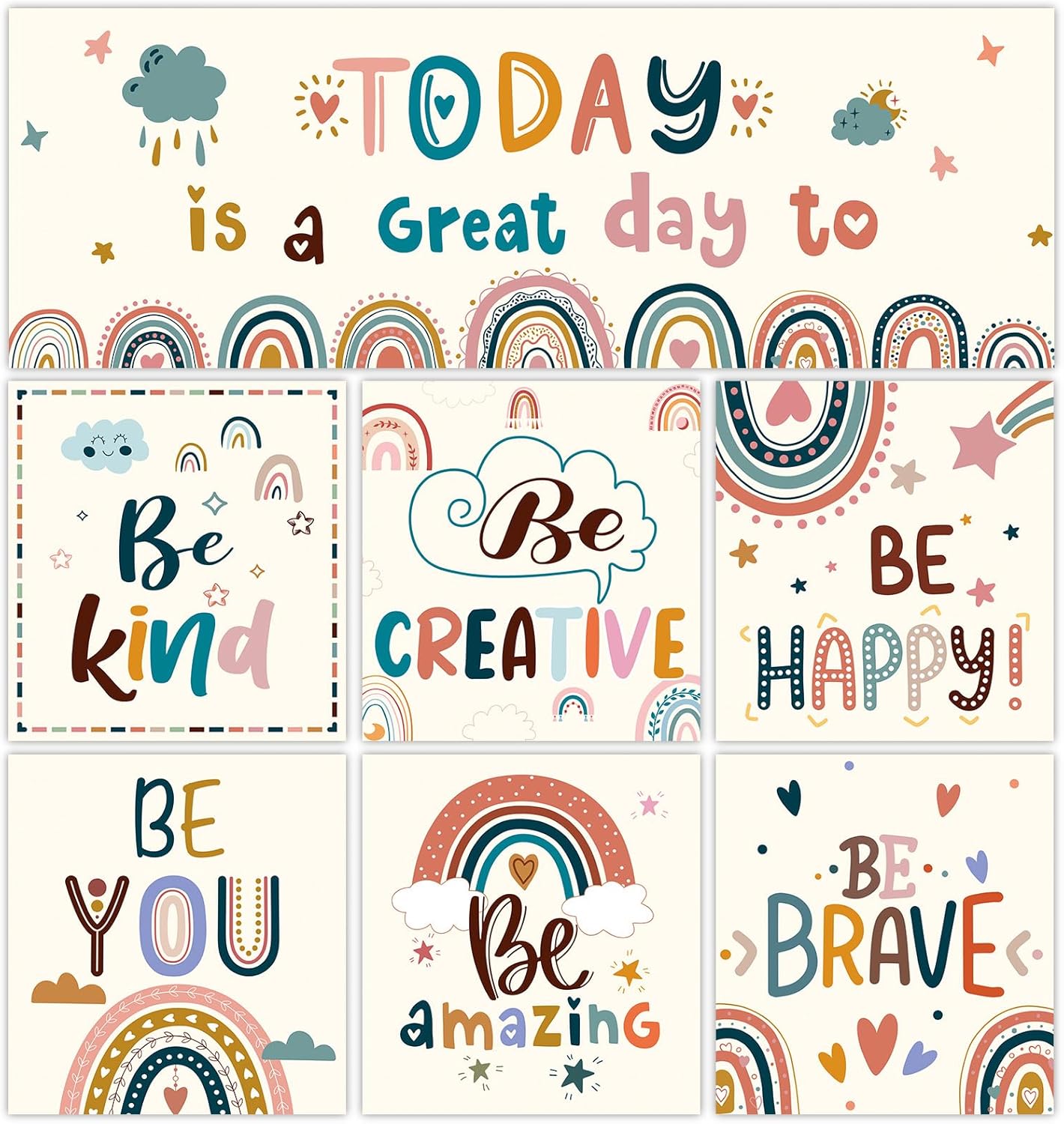 Amazon.com: Zhanmai 7 Pcs Boho Today is a Great Day Bulletin Board ...