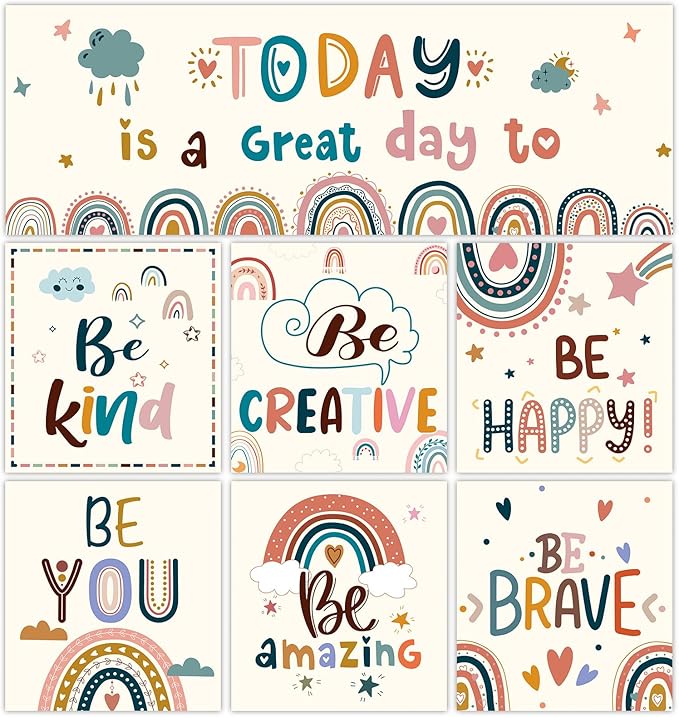 Amazon.com: Zhanmai 7 Pcs Boho Today is a Great Day Bulletin Board ...