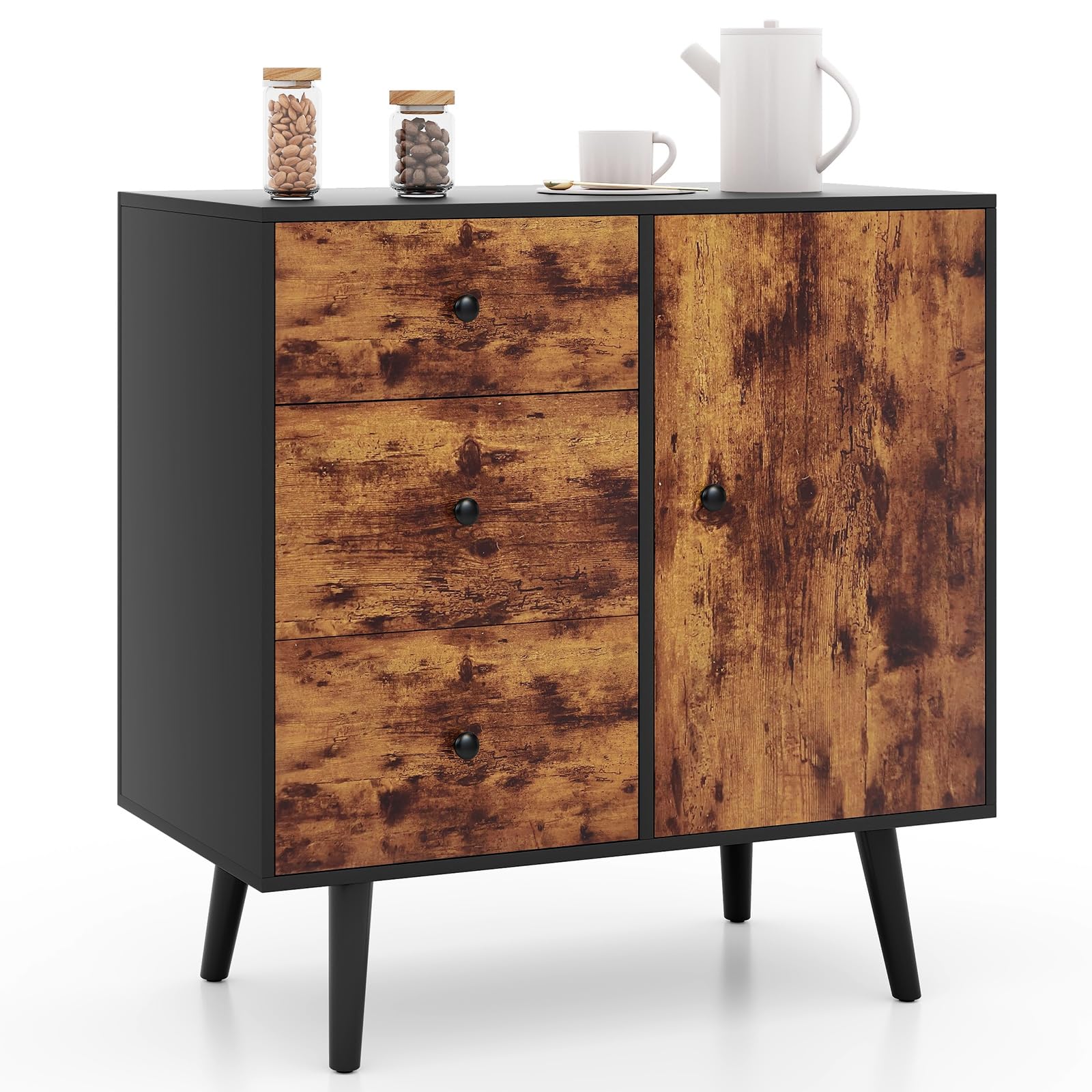 TANGZON Storage Cabinet, Industrial Buffet Sideboard with 3 Drawers ...