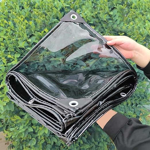 Afdekzeil, waterdicht, blauwgroen, transparant zeil met ingestanste ...