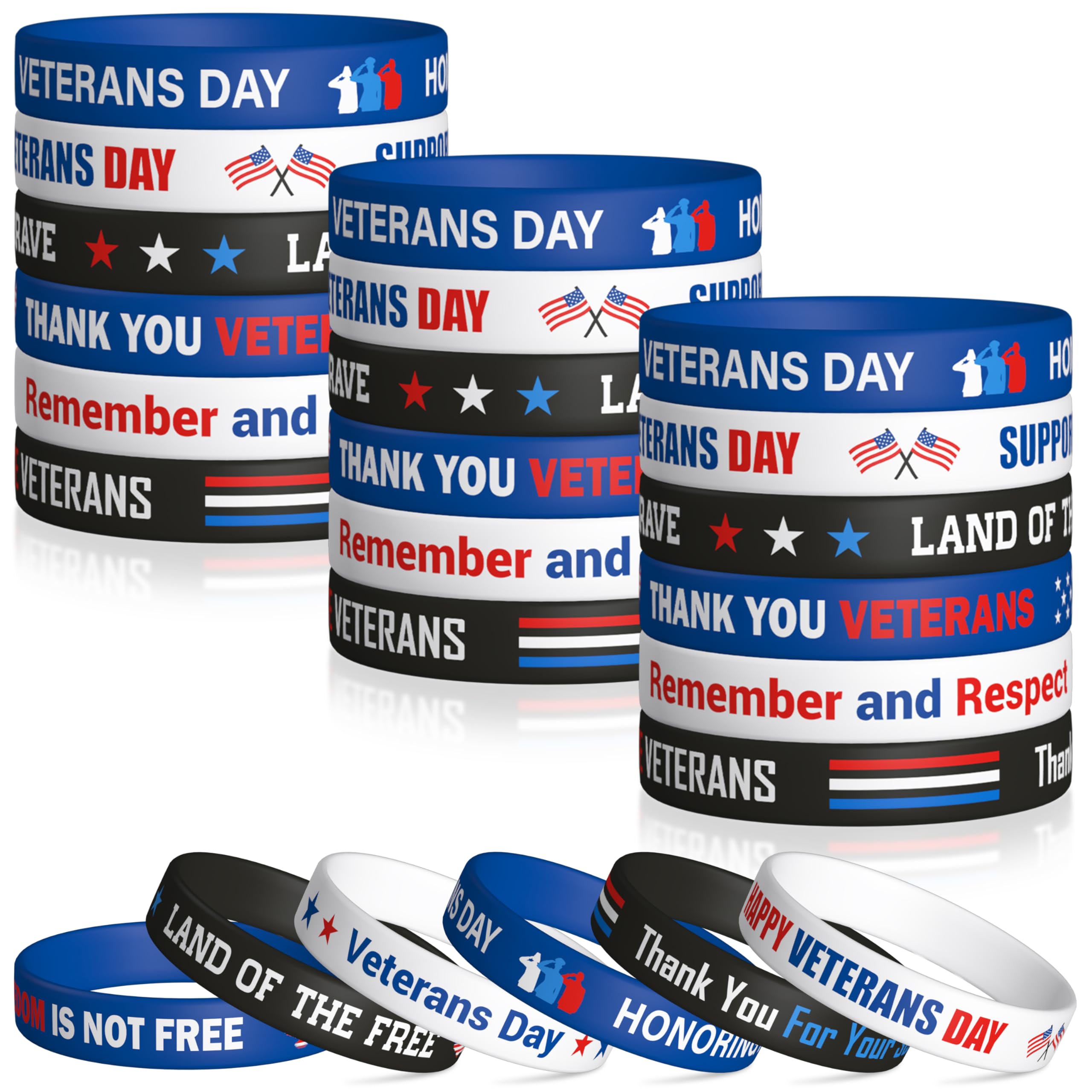 Amazon.com : WATINC Veterans Day Silicone Bracelets Set, Military ...
