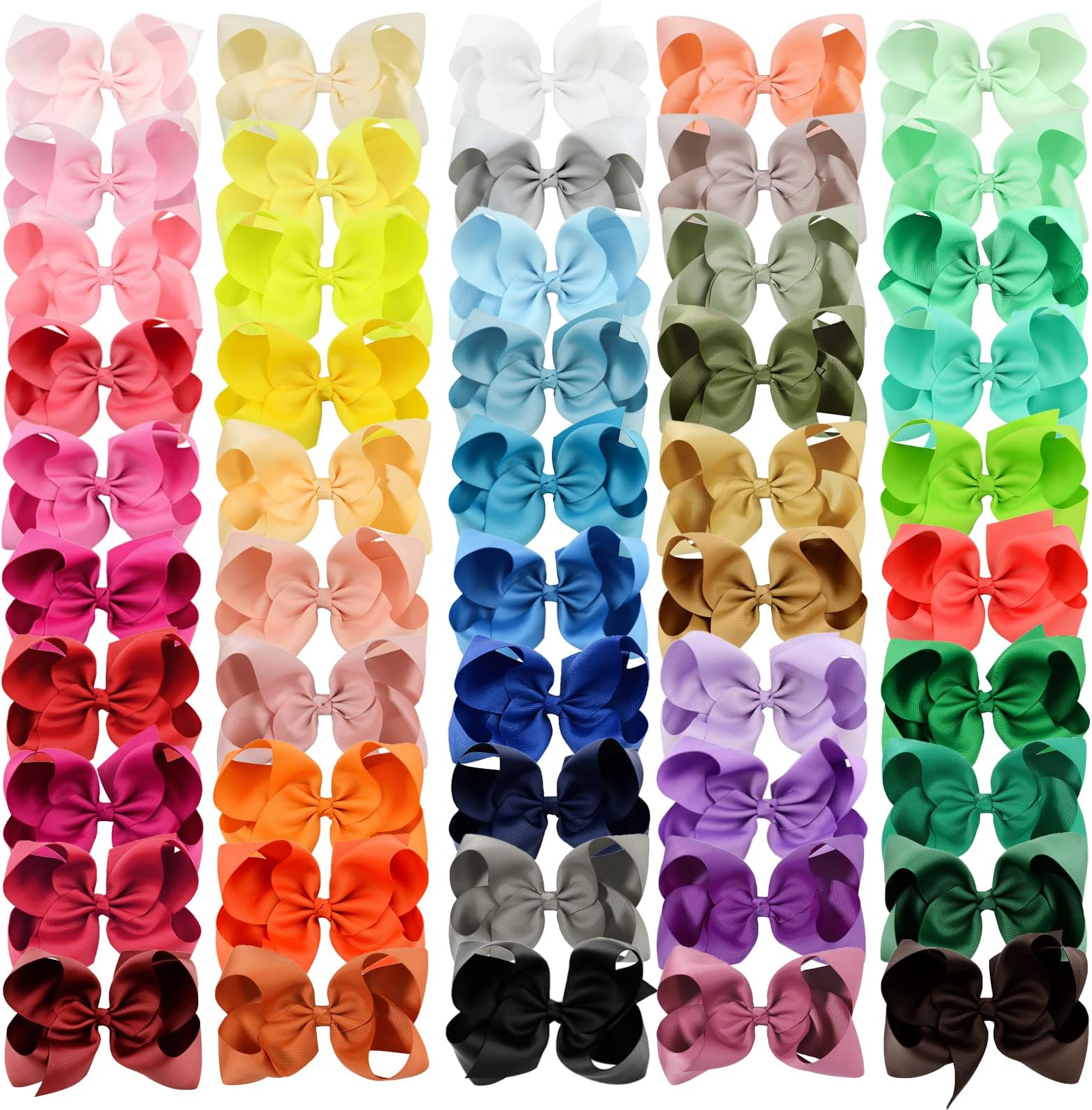 Amazon.com: ALinmo 40 Colors 6Inch Hair Bows Clips Large Big Grosgrain ...