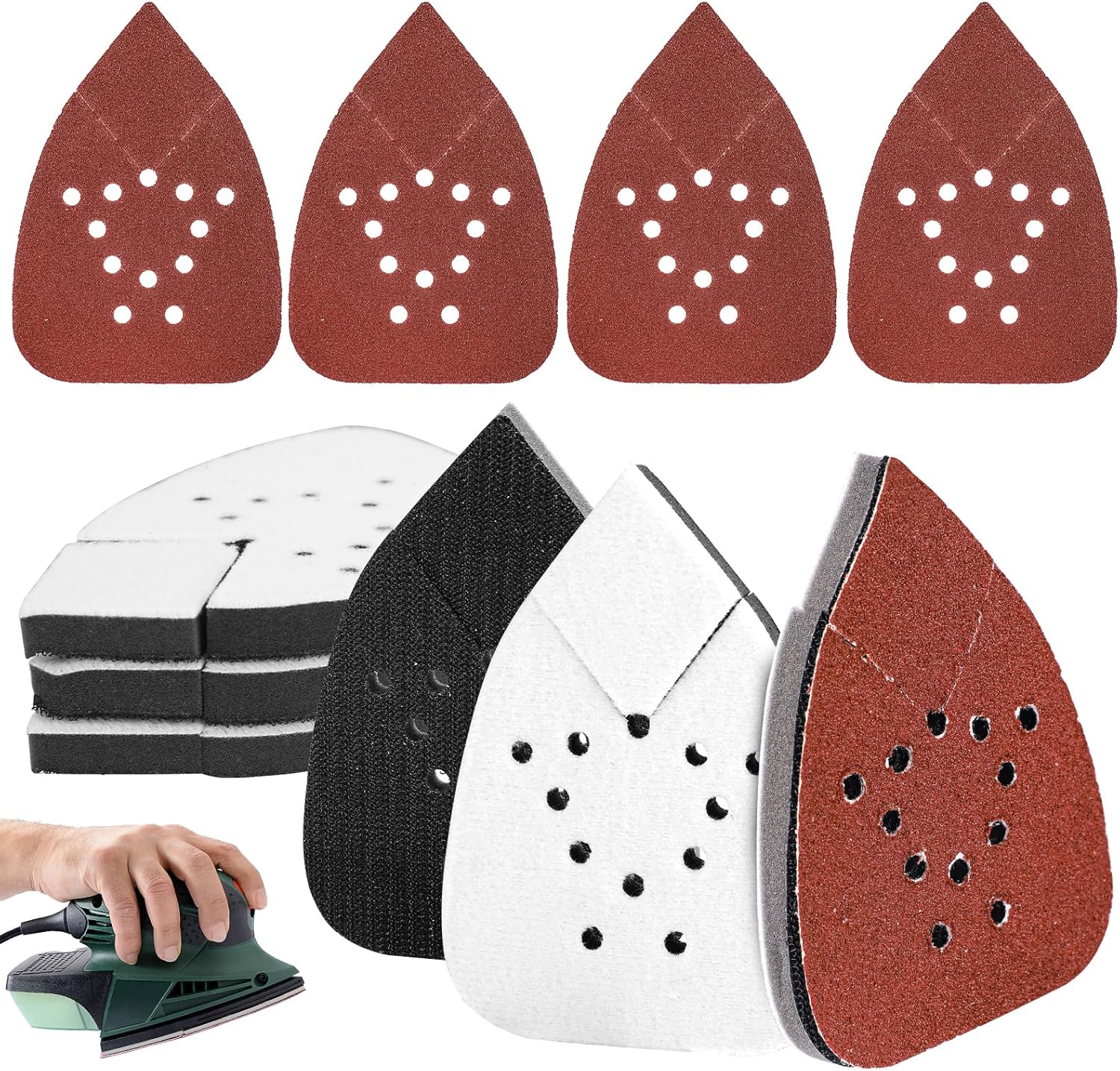 5pcs 12-Holes Detail Sanding Interface Pad and 10pcs 12-Holes ...