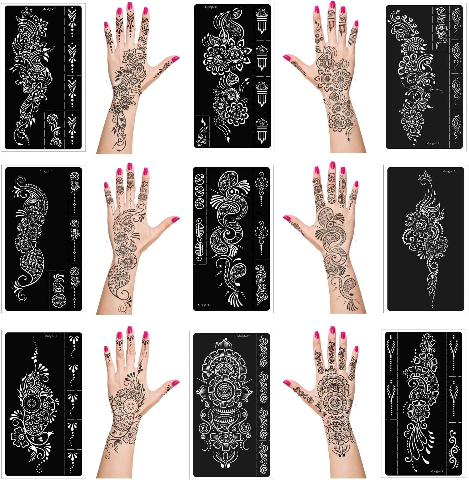 Amazon.com : Mzstgh Henna Tattoo Stencils kit,Temporary Tattoos ...