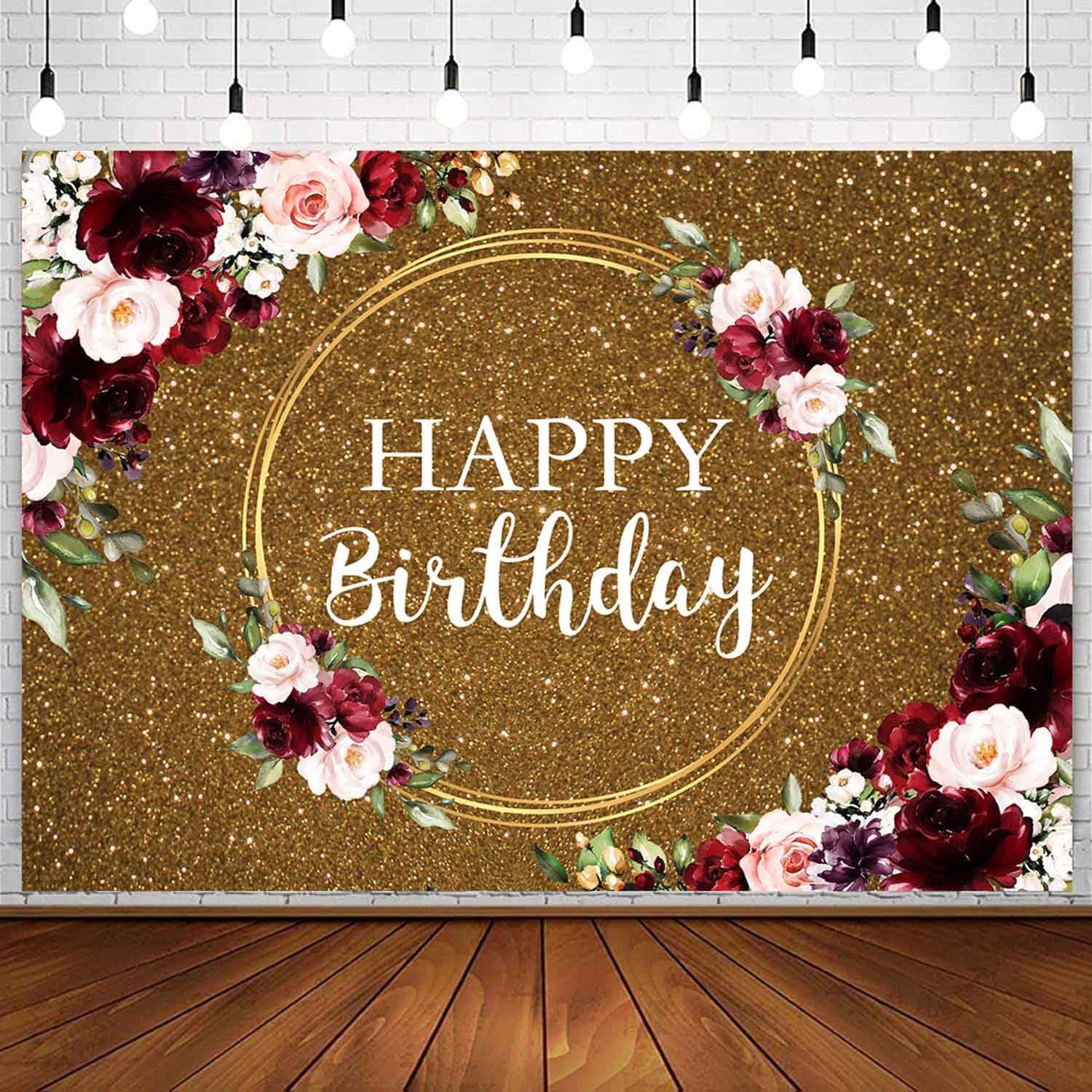Amazon.com: AIBIIN Happy Birthday Banner Red Rose Birthday Party ...
