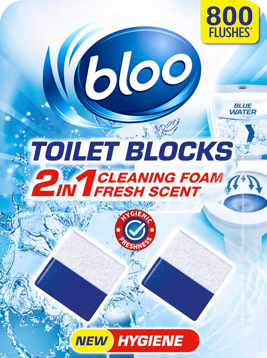 Bloo Hygiene 2 in 1 Cleaning Foam Toilet Blocks, Pack of 2, Toilet ...