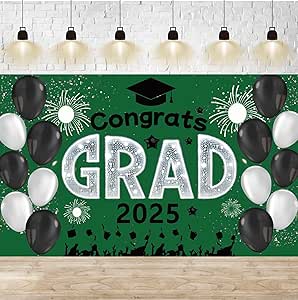 Amazon.com: Green Congrats Grad 2025 Banner Large Graduation Banner ...