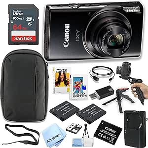 Amazon.com : Canon PowerShot IXY 650 (ELPH 360) HS Digital Camera (Black) + 64GB Memory + Spare ...