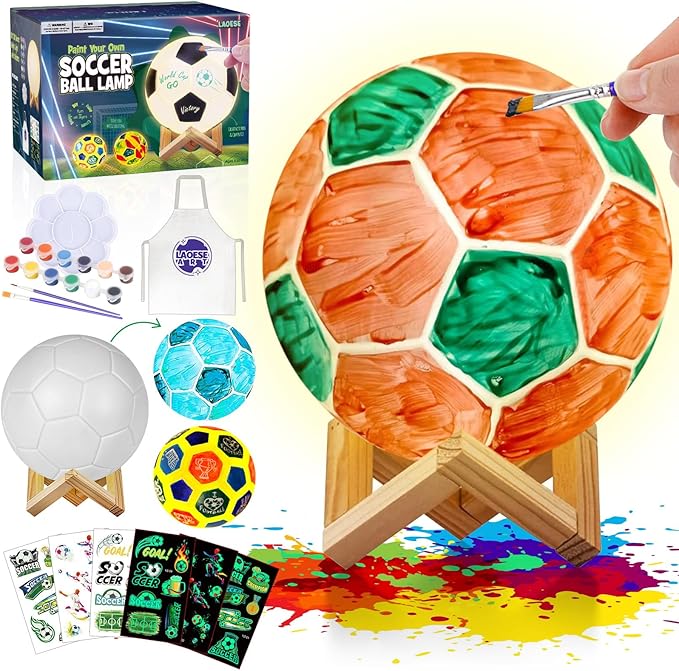 Paint Your Own Soccer Ball Lamp Kit, World Cup DIY 3D Night Light with ...