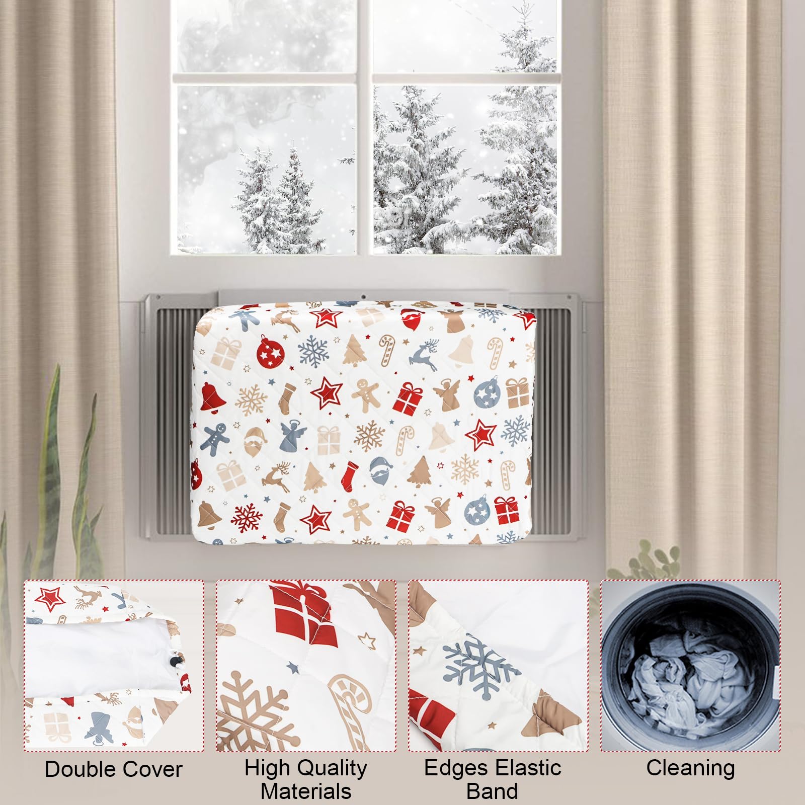 Snapklik.com : Indoor Air Conditioner Cover, Christmas Decor AC Covers ...