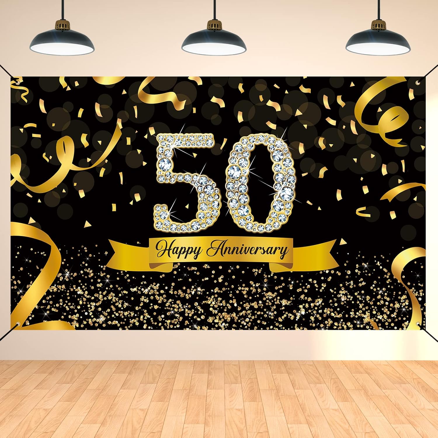 DARUNAXY Black Gold 50th Anniversary Party Decorations Happy 50th ...