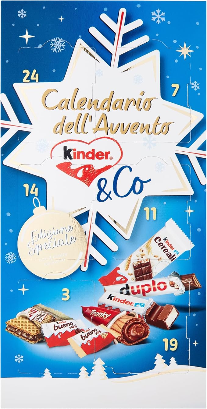 Kinder & Co, Calendario Avvento 2024, 24 Cioccolatini e Snack Assortiti ...