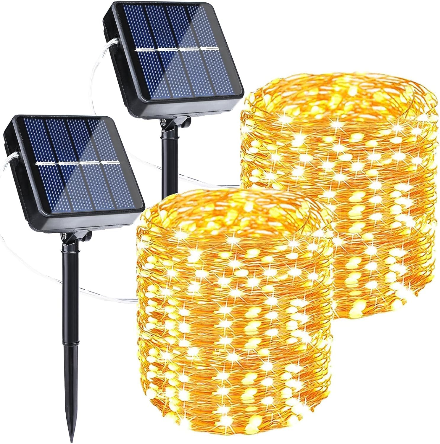 Joomer Solar String Lights, 2 Pack x 39ft 120LED 8 Modes Solar Fairy ...