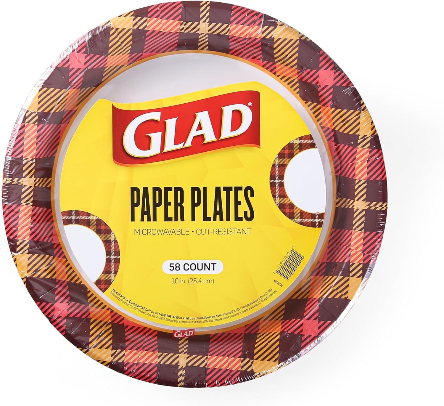 Amazon.com: Glad Everyday Round Disposable Paper Plates with Warm Plaid ...