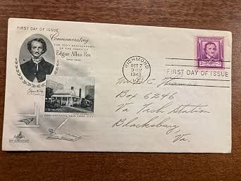 FIRST DAY COVER: "commemorating 100th ANNIVERSARY of the death of EDGAR ...