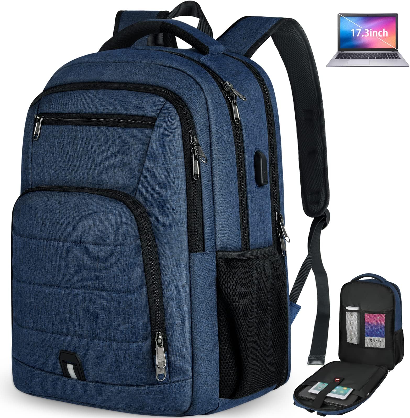 Amazon.com: RAINSMORE Laptop Backpack 17 Inch Large Travel Backpack for ...