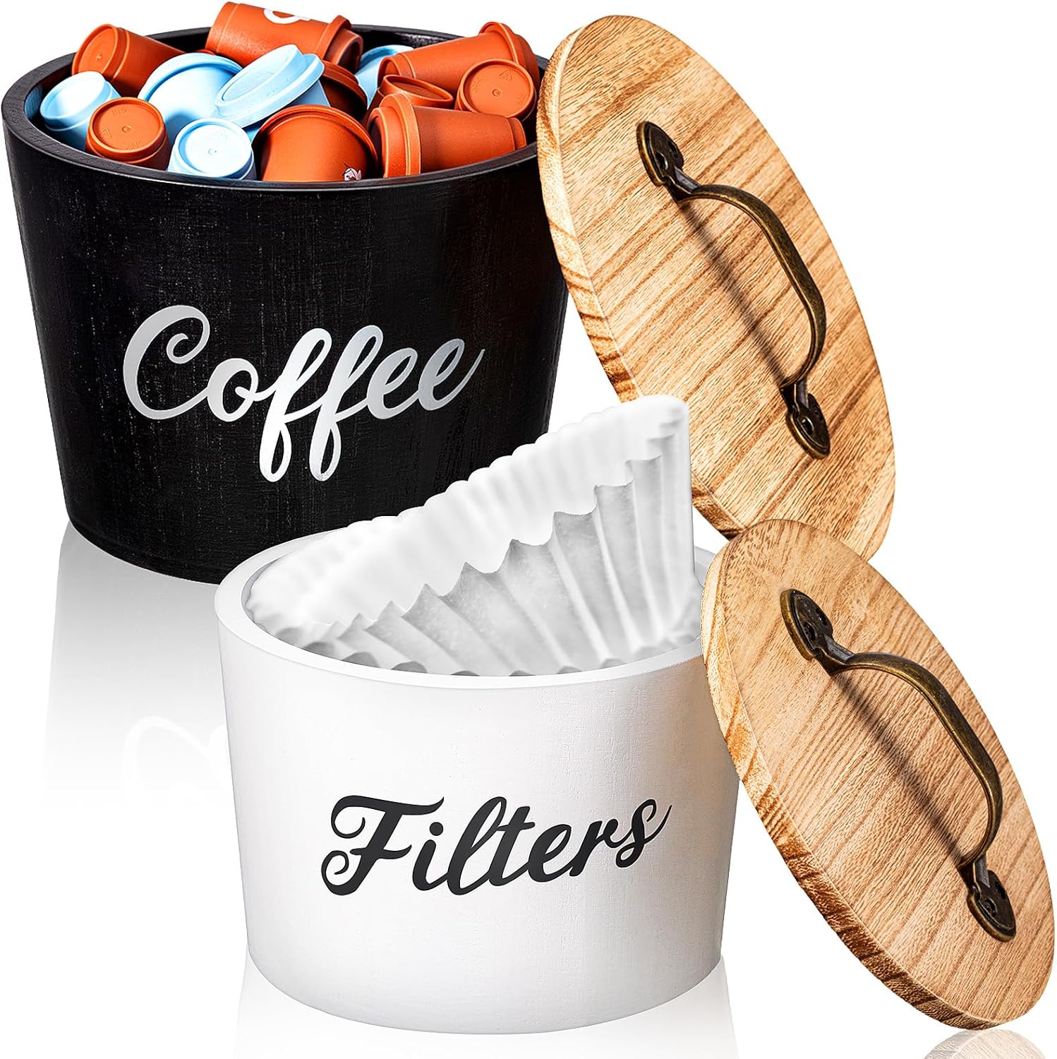 Amazon.com: Dandat 2 Pcs Coffee Filter Holder Coffee Pod Holder Wood ...