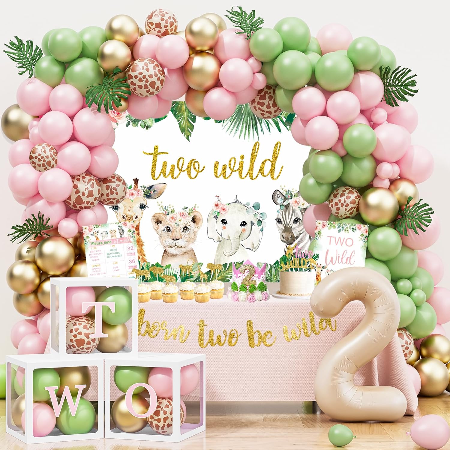 Amazon.com: YSHMFEUX Two Wild Birthday Decorations Girl, Jungle Theme ...