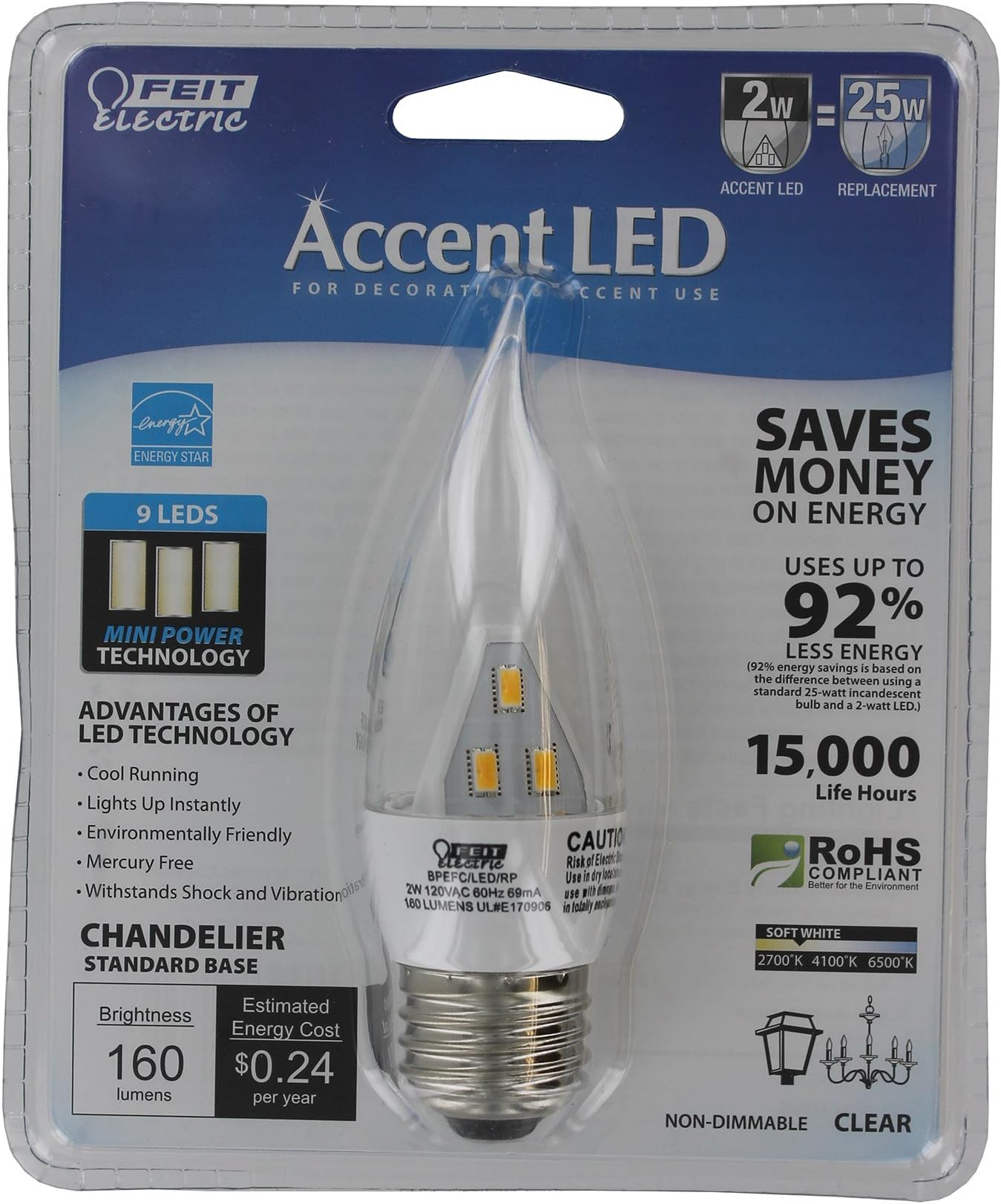 Feit Electric BPEFC/LED/RP Accent LED Chandelier, Clear - Led Household ...