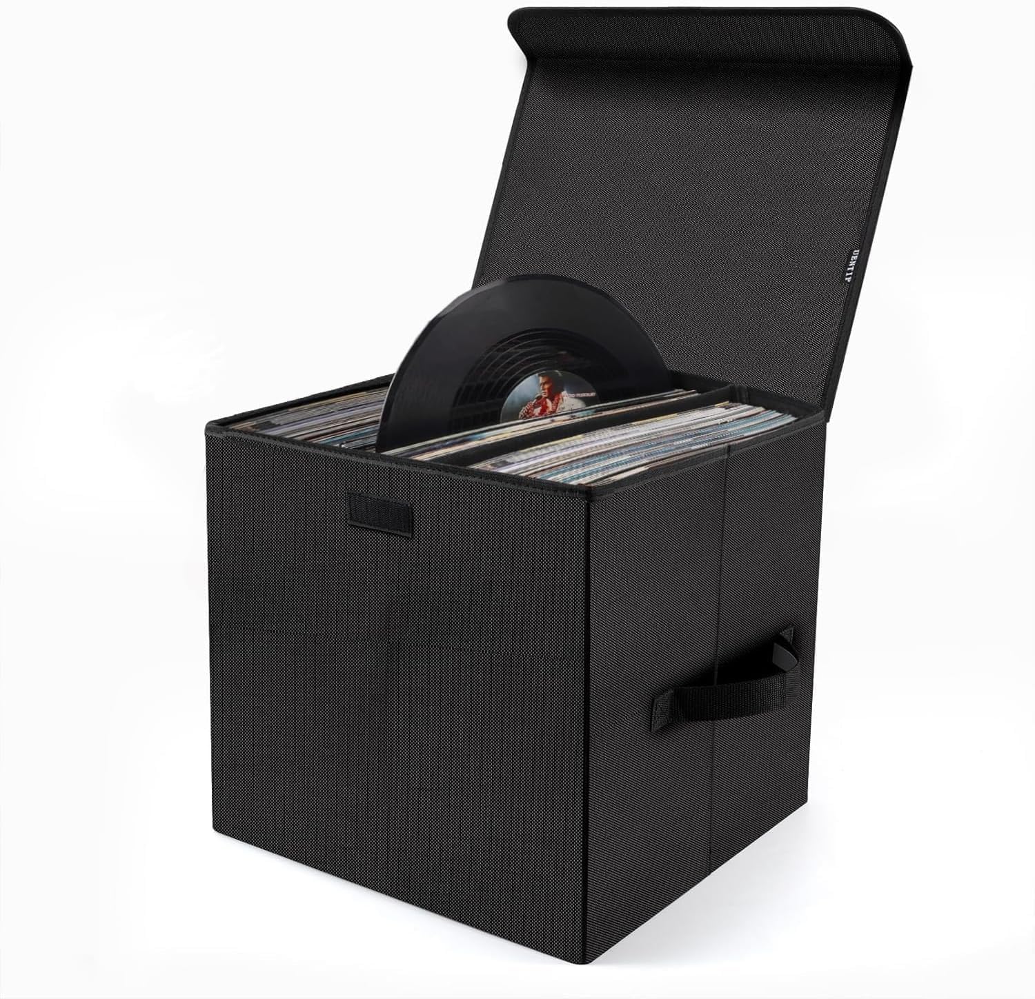Vinyl Record Storage Box for 12inch LPs,Holds up to 80 Albums ...