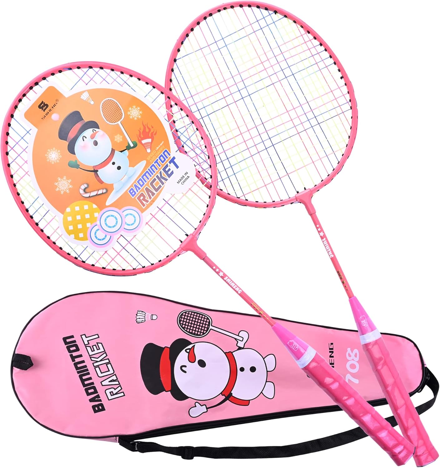 Nalax Children’s Badminton Racket Pink Double Racket Set,Suitable for ...