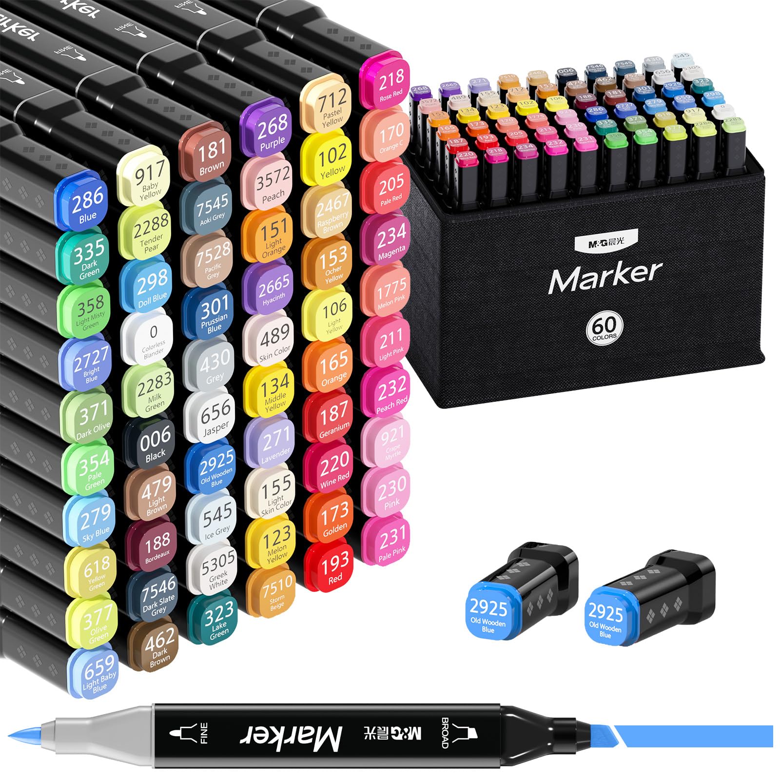 Amazon.com : M&G 60 Colors Dual Tip Art Sketch Markers, Alcohol Markers ...