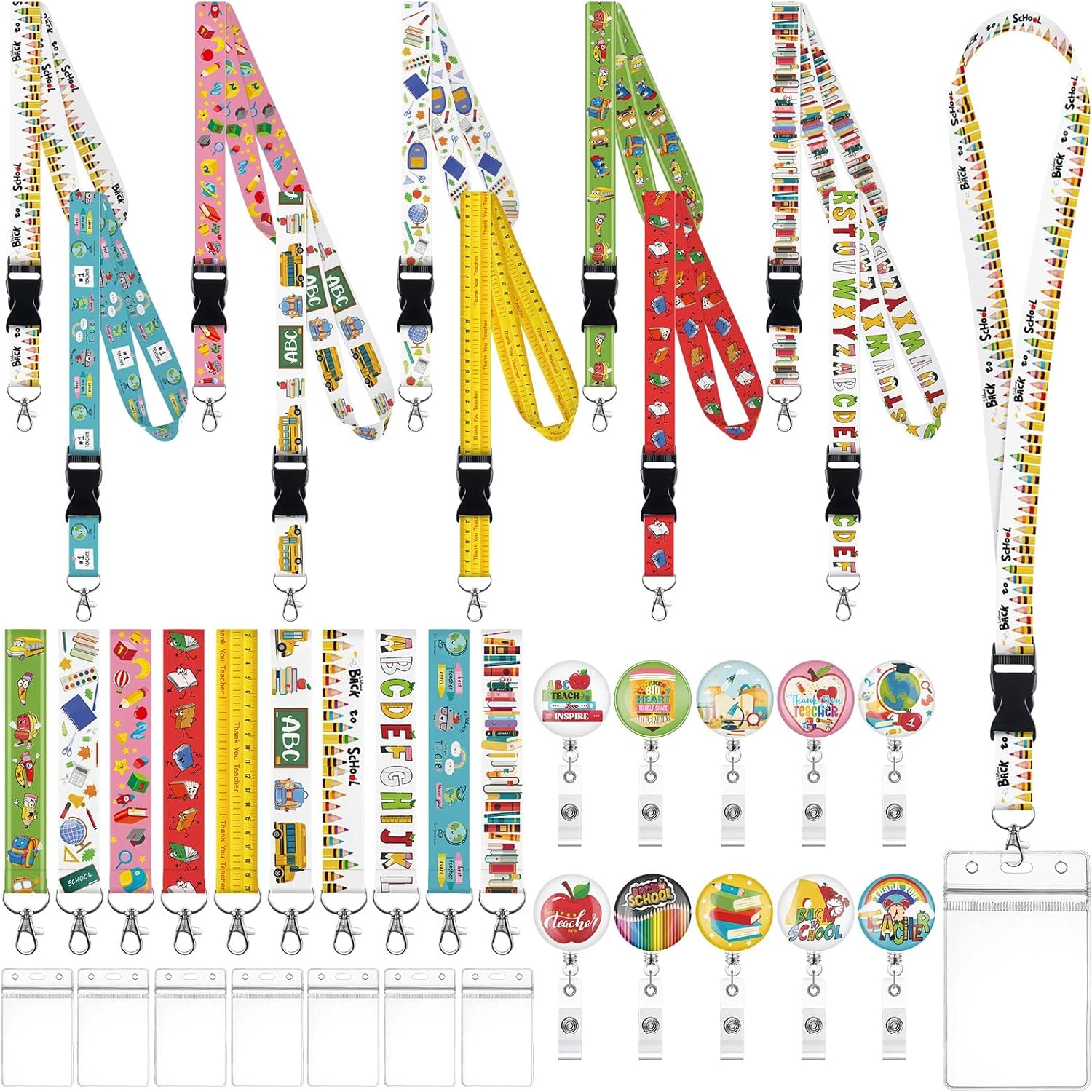 Amazon.com: Tellingyou 40 Pcs Teacher Lanyard Set Include 10 Neck ...