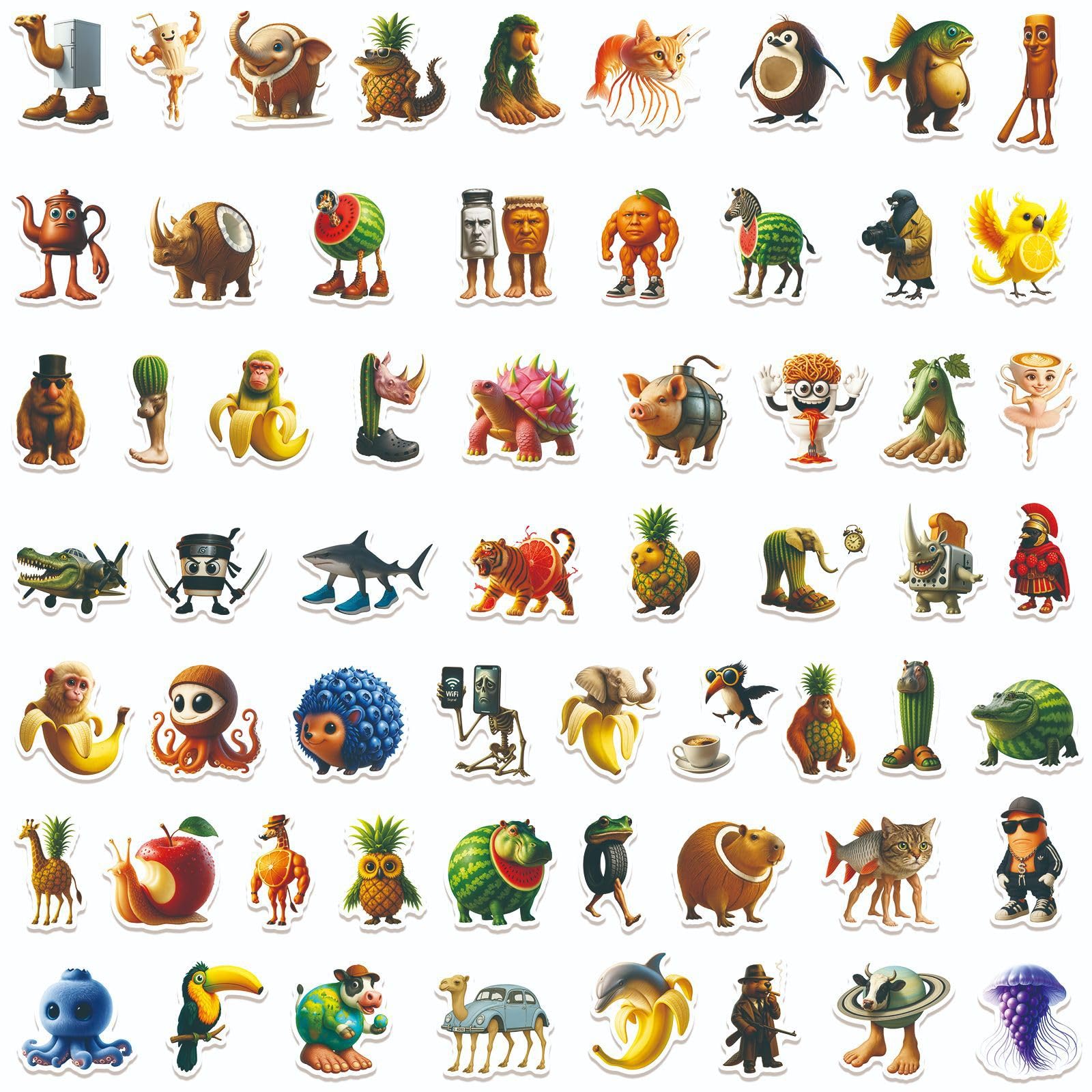 Snapklik.com : 120Pcs Italian Brainrot Animals Stickers, Tralalero ...