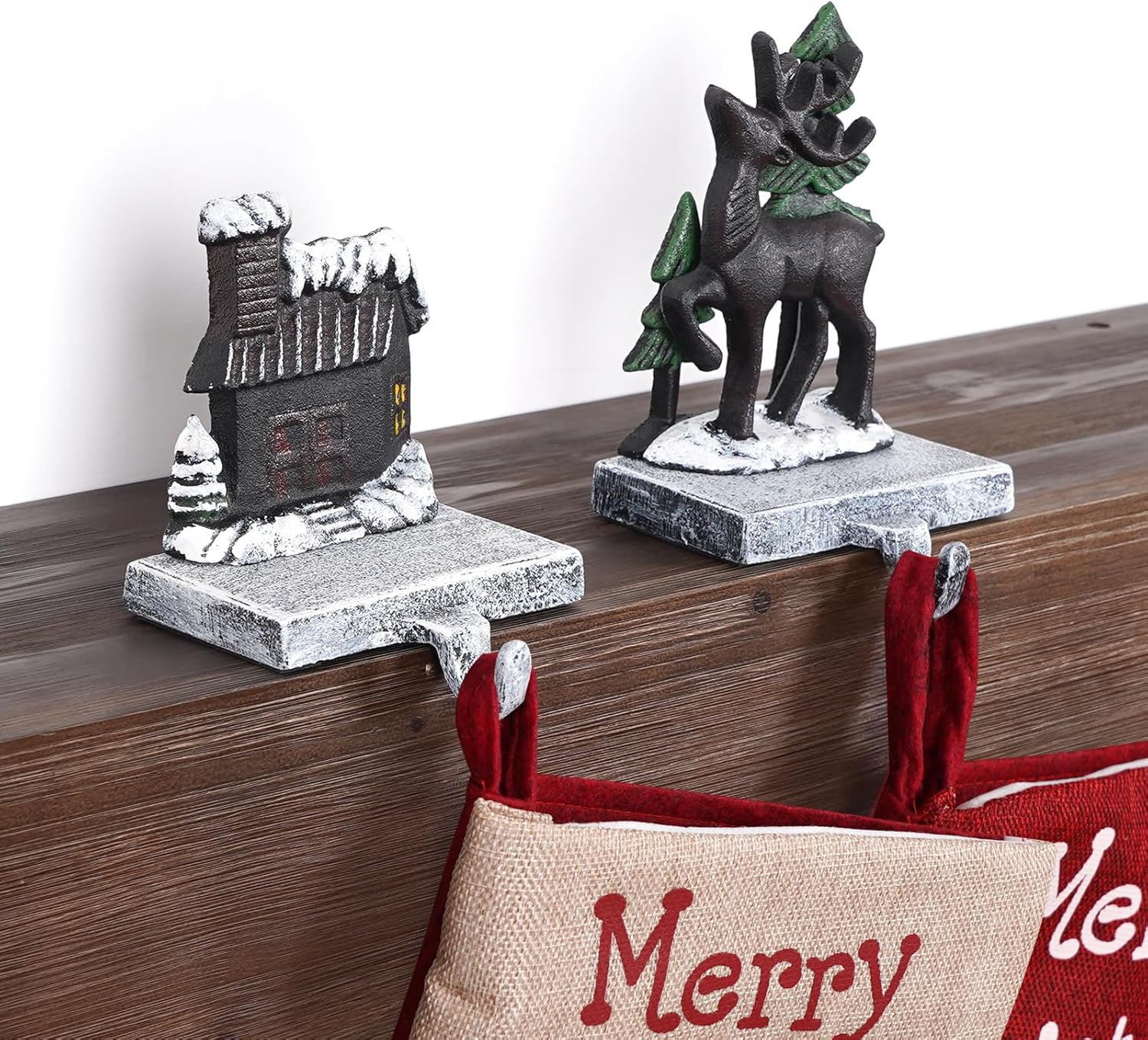 Amazon.com: TECANA 3D Christmas Stocking Holders for Mantle Set of 2 ...